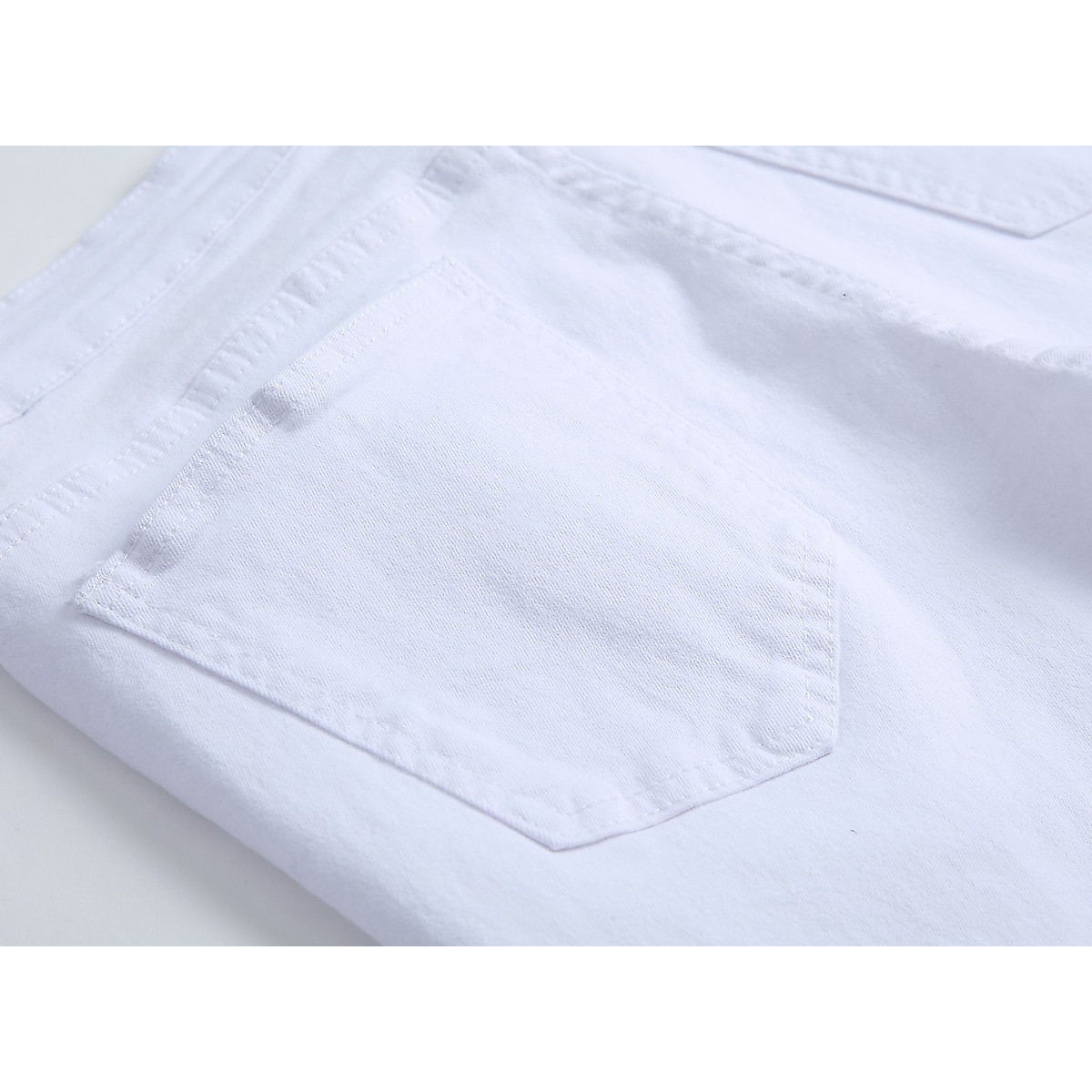 Men's White Skinny Slim Fit Ripped Distressed Destroyed Stretch Jeans Pants,White,34W