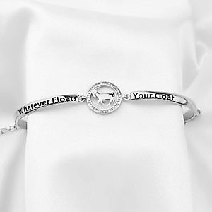 LQRI Goat Lover Gift Whatever Floats Your Goat Bracelet Pet Goat Gift Farm Farmer Gift Crazy Goat Jewelry Gift (silver)