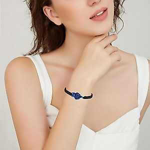 Cremation Jewelry Rose Flower Charm Ashes Bracelet for Women Girls - Handmade Braid Keepsake Bracelet Memorial Urn Bangle Ashes Holder Adjustable Length