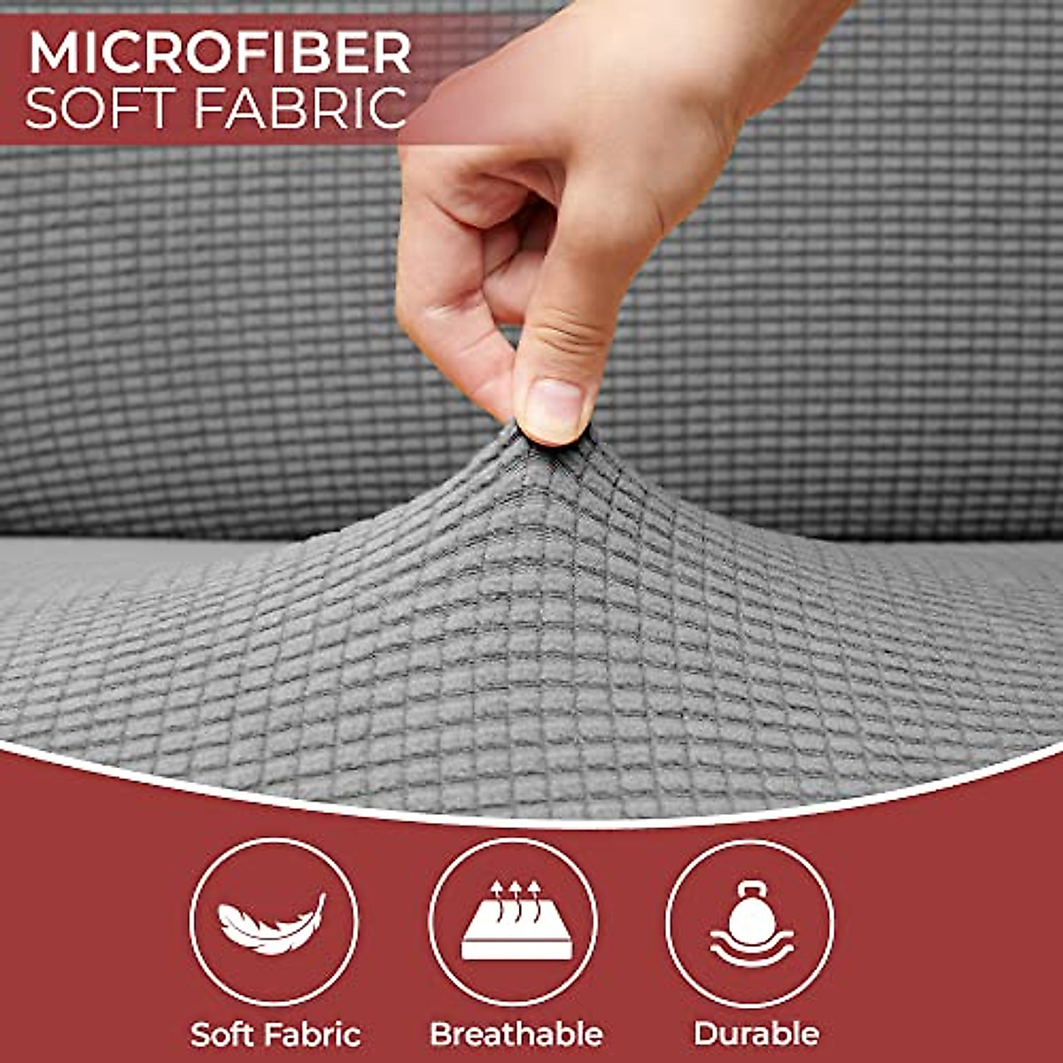 Hudson Comfort RV Dinette Cushion Covers - Microfiber Stretchable Fabric Designed to Fit Wide Variety of Seats - Camper Cushion Slipcovers - Includes 1 Backrest Cover & 1 Bench Cover (Gray)