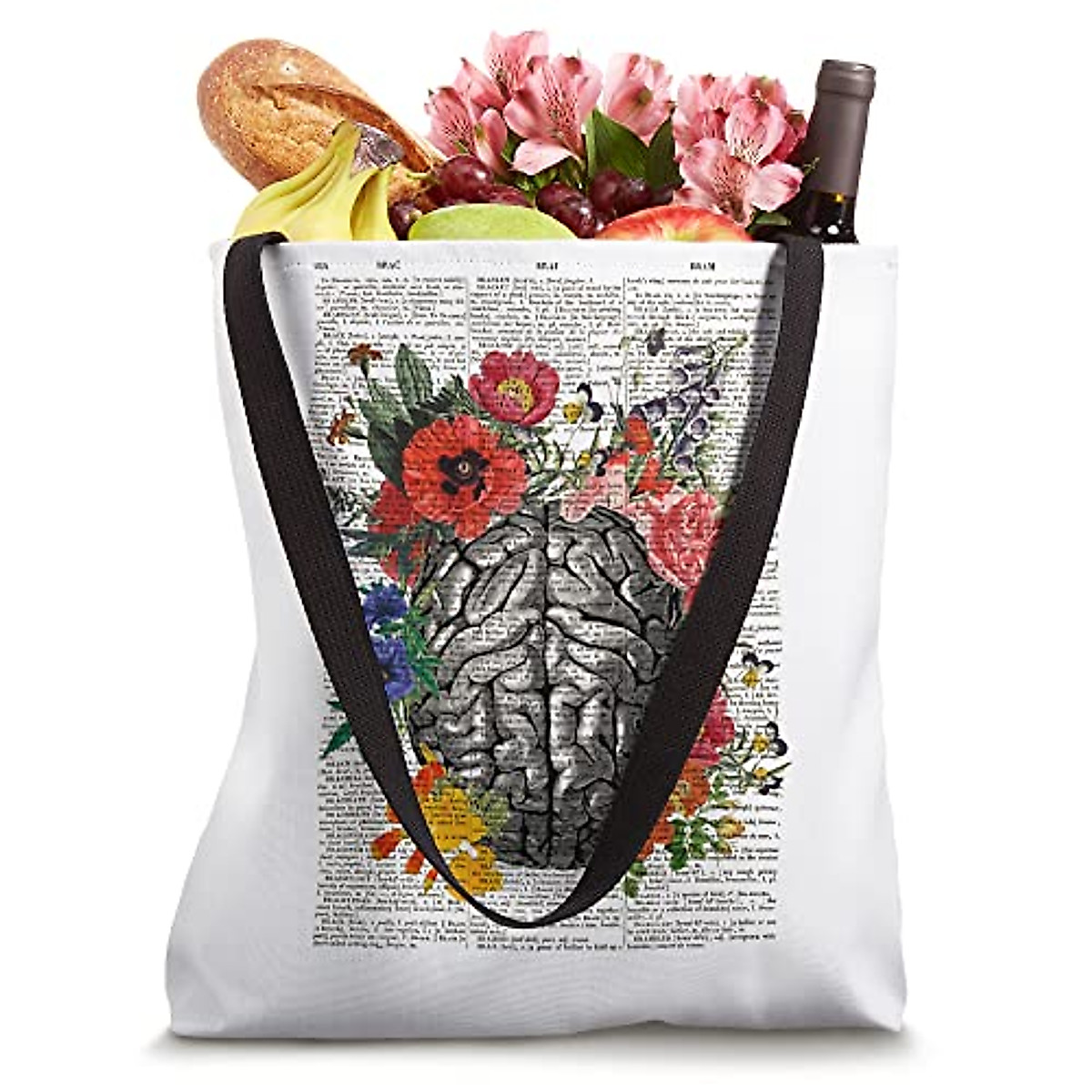 Brain Heart Anatomy Flowers Doctor Neurologist Tote Bag