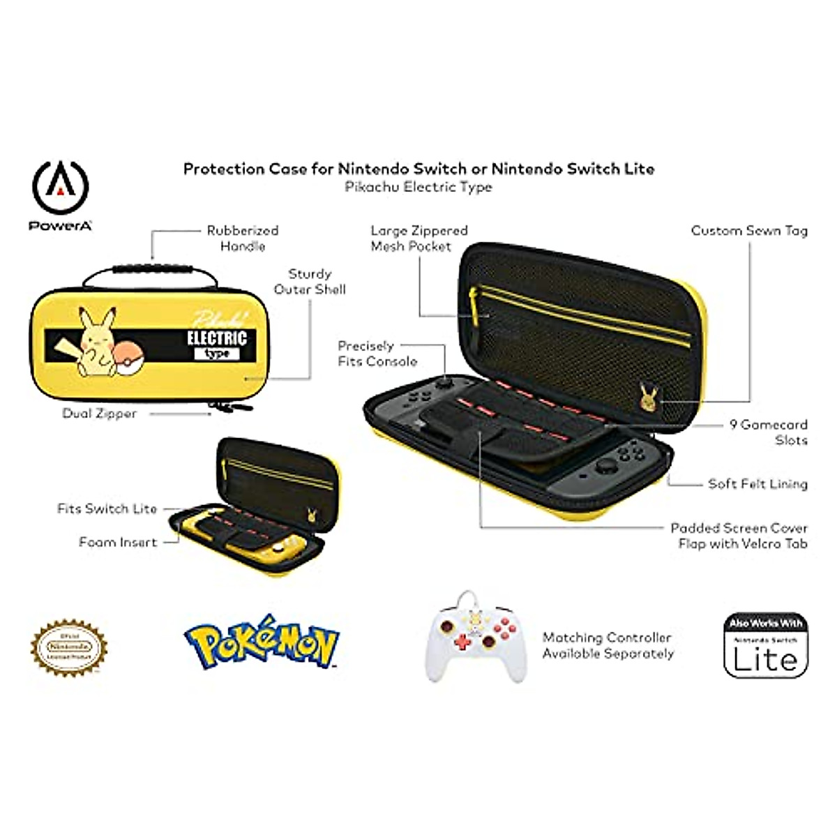PowerA Protection Case for Nintendo Switch or Nintendo Switch Lite, Pokémon: Pikachu Electric Type, Protective Case, Gaming Case, Console Case - Nintendo Switch