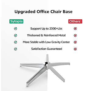 Sytopia Office Chair Base, 28'' Desk Chair Base Replacement with Reinforced Metal Legs (2300Lbs), Chair Bottom Part for Most Chairs, Universal Gas Cylinder and Caster Sockets, Sliver