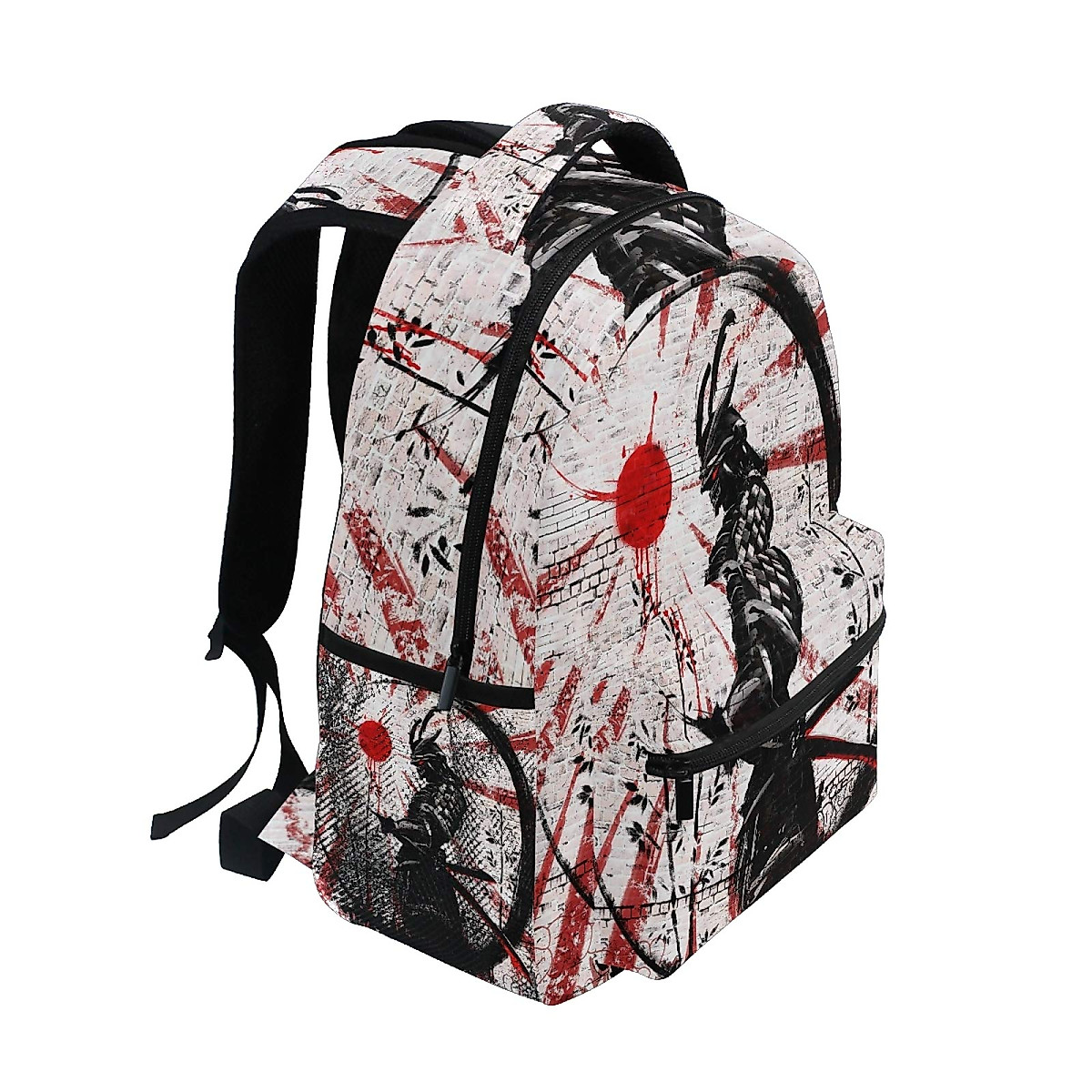 Backpack Japanese Samurai School Shoulder Bag Large Waterproof Durable Bookbag Laptop Daypack for Students Teens Girls Boys Elementary