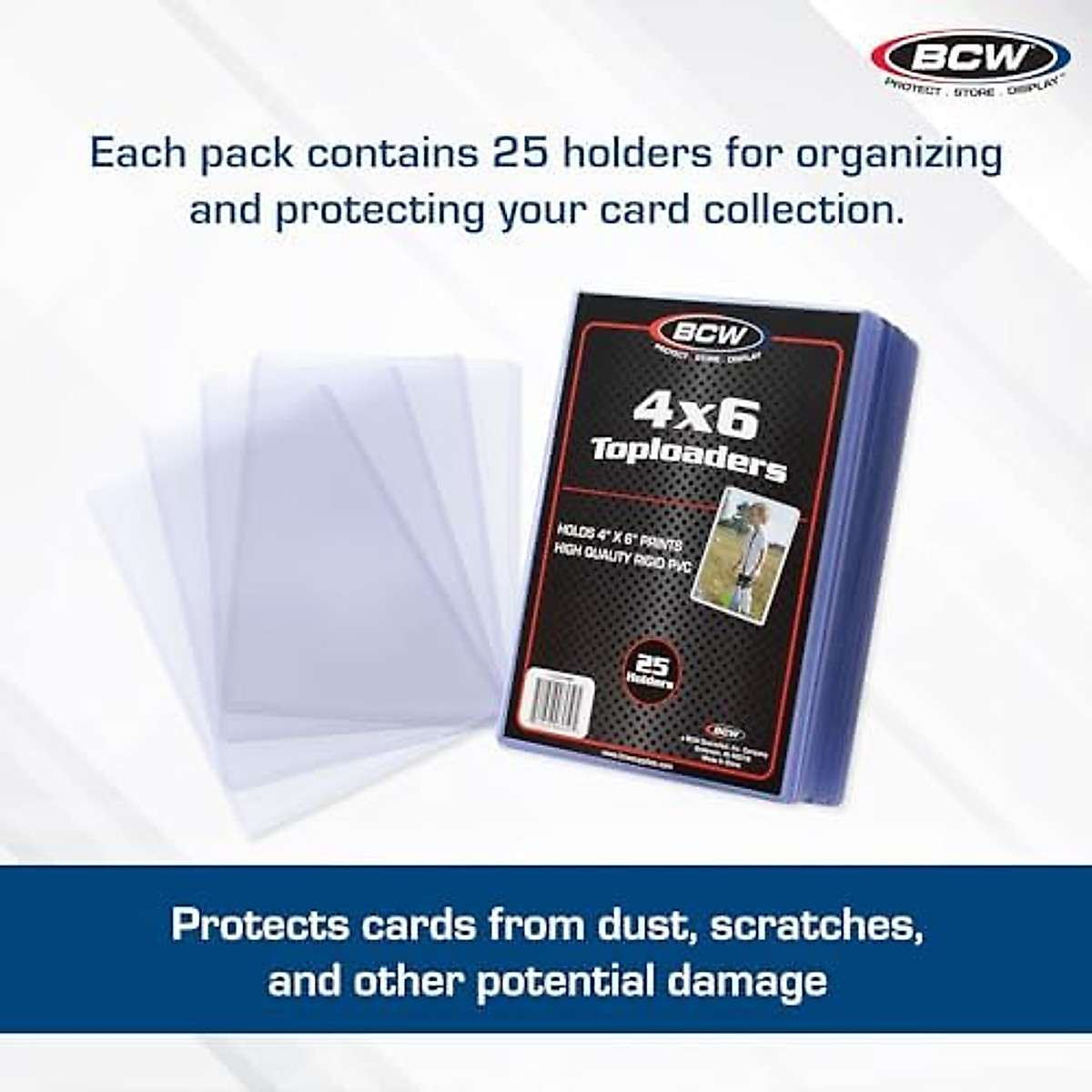 BCW 4x6 Post Card & Photo Top Loaders | Rigid PVC Sleeves | 25 Pack | Clear Plastic Protectors | Pocket Protector | Card Holder | Card Sleeves | Sheet Protectors for Photos, Prints, and More
