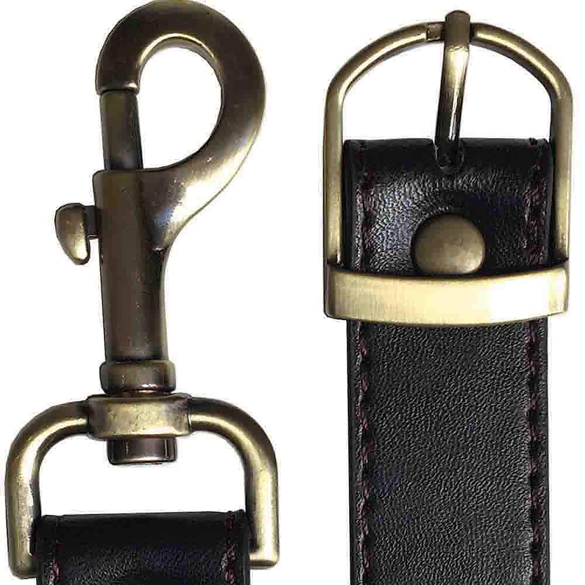 SaSarili Adjustable Replacement Cross Body Handbag Purse Strap Dark Espresso Brown 1 inch wide, 43-51 inch long with Antique Brass Tone Hardware