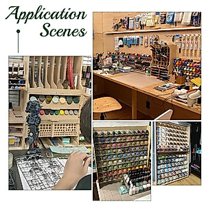 PH PandaHall Paint Rack Organizer 60 Holes Wooden Paint Storage Organizer Stand Display Craft Paint Holder Pigment Ink Bottle Paints Tool Storage for Miniature Paint Set Hole: 1.3 inch