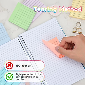 EOOUT Lined Sticky Notes 3x3, 8 Pads, 800 Sheets in Total, Super Adhesive Memo Pads, Easy to Post Notes for Study, Work, and Daily Life