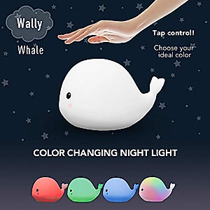 Globe Electric Adorable Multicolor Changing Integrated LED Rechargeable Silicone Night Light for Baby and Kids Rooms (Wally The Whale)