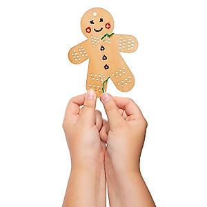 Baker Ross AT187 Gingerbread Wooden Cross Stitch Ornament Kits - Pack of 5, Cross Stitch for Beginners and for Kids Arts and Crafts Projects