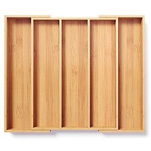 Fibogollo Expandable Kitchen Drawer Organizer,Silverware Organizer, Bamboo Drawer Organizer For Utensils,Adjustable Wood Flatware Tray in Drawer,Kitchen Organizers and Storage