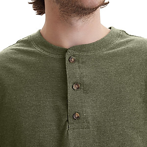 Hanes mens Beefy Long Sleeve Three-button Henley Shirt, Camouflage Green Heather, Medium US