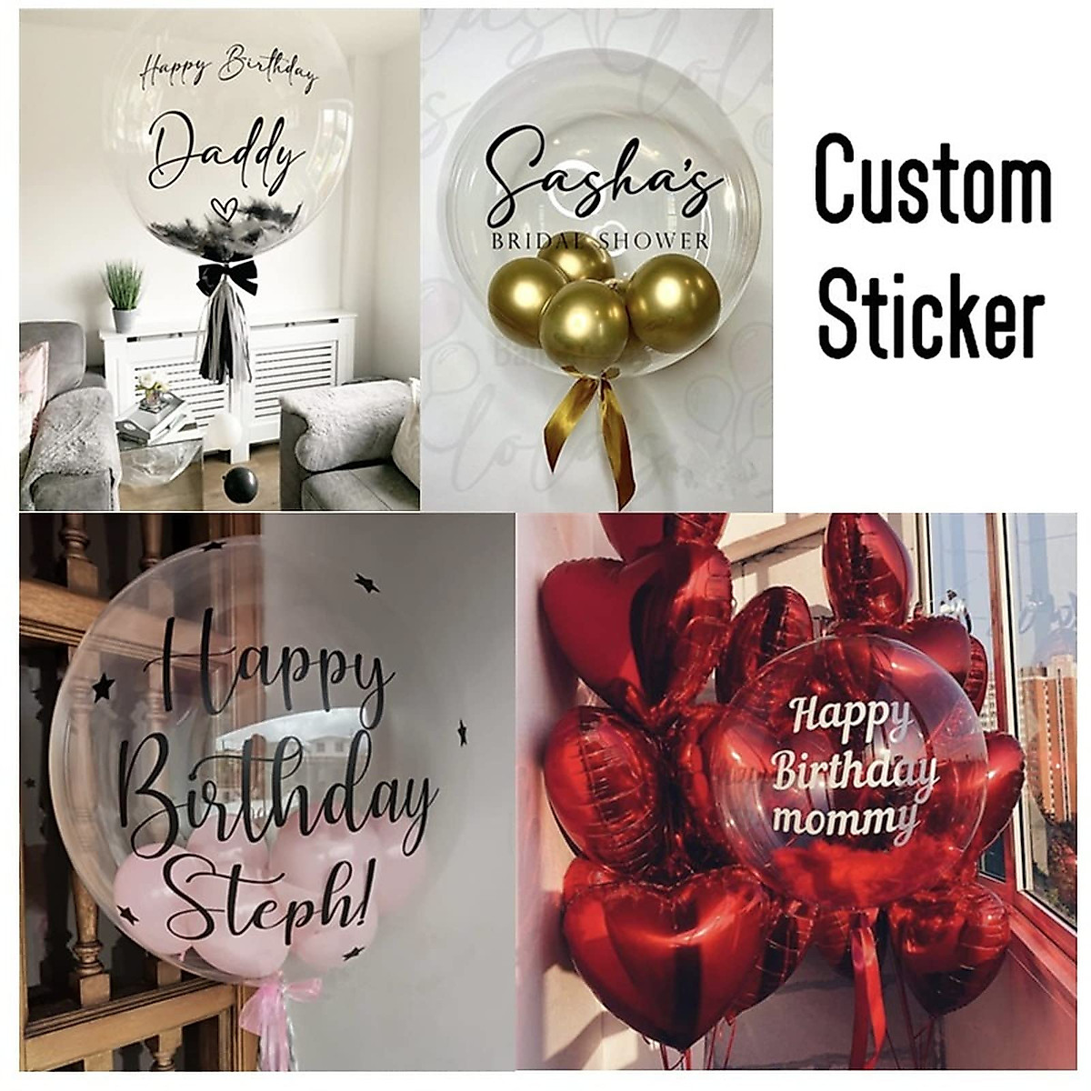Personalised (1pc 18"/24"/36" bubble balloon+1pc custom sticker) customized balloon personalized print balloon letters text own logo printing advertising custom Party balloons (36inch buble balloon)