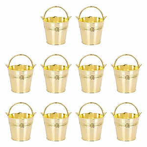 Cabilock Miniature Metal Buckets 10Pcs Mini Metal Buckets Portable Party Snack Bucket Gift Packing Box Wedding Candy Storage Buckets Small Pails with Handles Flower Bucket