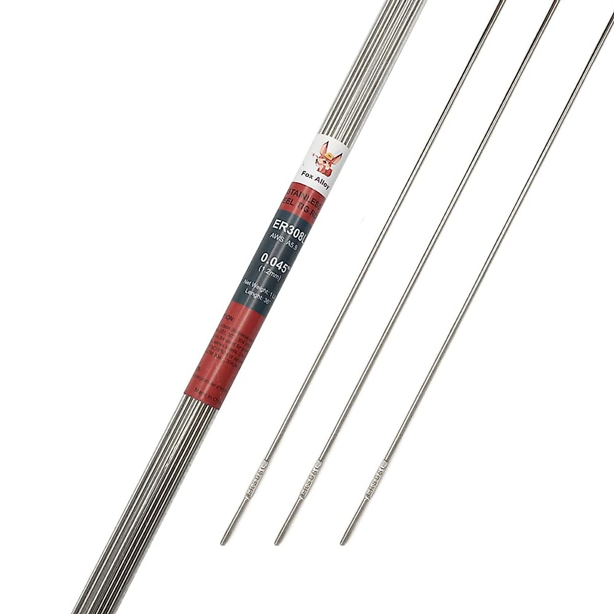 ER308L Stainless Steel TIG Welding Rods 36'' 1LB Tube Brazing Rod 914mm 0.45kg (0.045'' x 36'' 1LB)