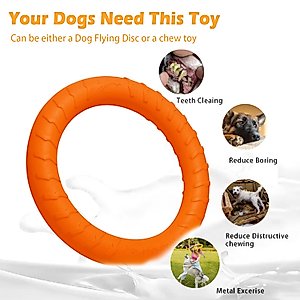 DLDER Dog Flying Disc Dog Chew Toy,Dog Toys for Aggressive Chewers Floating Dog Ring/Fetch Toys for Medium/Large Breeds Interactive Dog Pool Float Durable Toy for Training and Teeth Cleaning,28cm