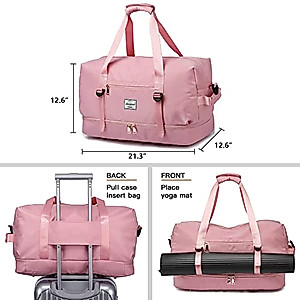 Laripwit Travel Duffle Bag Large Size Gym Bags for Women Weekender Duffel Bag with Shoes Compartment Overnight Bag Women 55 L, Pink