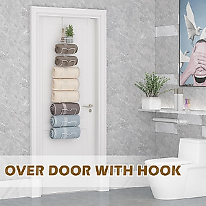 X-cosrack 9-Tier Over The Door Towel Racks for Bathroom - Wall Mounted Metal Towel Holder-Rolled Towel Organizer Door Hanging Towel Storage-Matte White