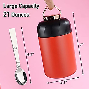 YUBUTUP Thermos Vacuum Insulated Cold Hot Food Soup Lunch Jar Container with Spoon for Kids Adults, 21 Ounce