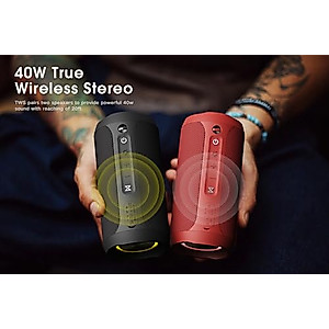 EDUPLINK Bluetooth Speaker, Portable Wireless Speakers, Waterproof IPX7 Speaker, TWS Pairing Stereo, Long Playtime for Home, Travel, Red