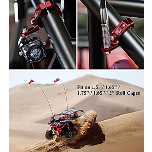 BRCOVAN Whip Light Flag Mount Solid Aluminium Alloy Light Bar Mounts Mounting Bracket Tube Clamp Fit on 1.5''/1.65''/1.75''/1.85''/2'' Roll Cage Bull Bar Roof Rack for ATV UTV Truck (Red)
