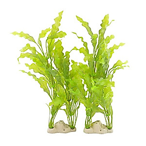 CNZ Aquarium Decor Fish Tank Decoration Ornament Artificial Plastic Plant 17.5-inch Java Fern, 2-Pack