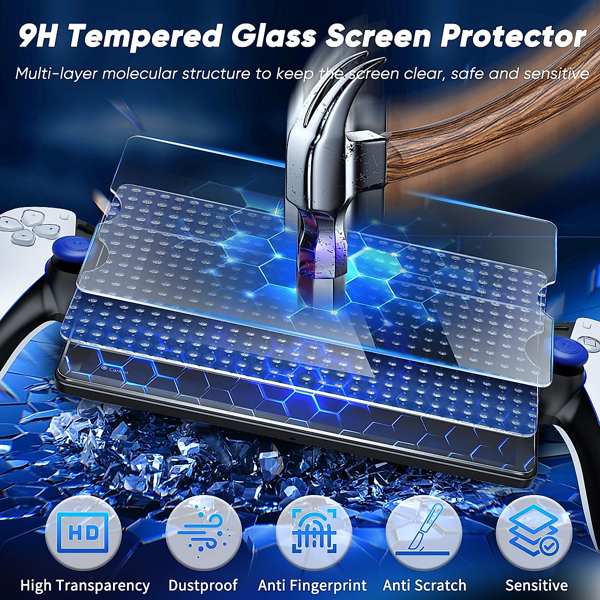 Auarte 12 in 1 Accessories Set for Playstation Portal Remote Player, Hard Carrying Case for PS Portal with Clear Skin Case for PS5 Portal, 2 Screen Protector with 4 Thumb Grip, Carbon Black