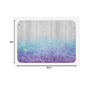 Ambesonne Garden Bath Mat, Dreamy Abstract Garden Perennial Petals Branches in Pastel Colors Art Print, Plush Bathroom Decor Mat with Non Slip Backing, 30.2" x 20", Lavender Blue
