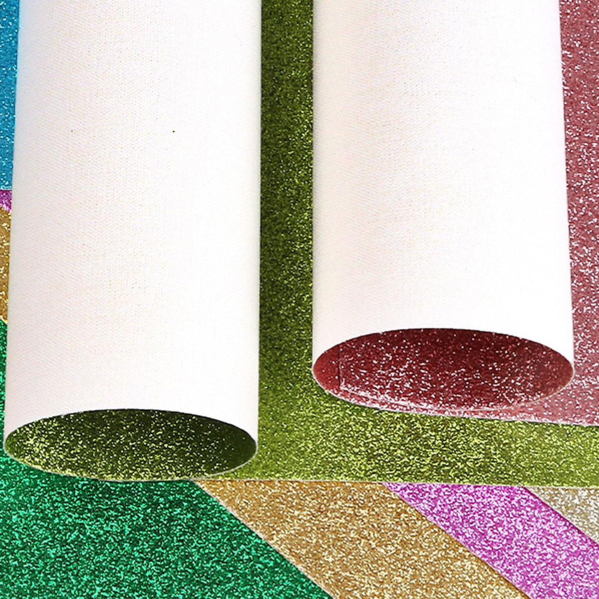 DIYASY 20 Pcs Glitter Faux Leather Sheets, Shiny PU Leather Fabric Sheet for DIY Crafts Wedding Sewing Making Earrings Cricut Bows Clips Christmas Decoration Party Favors, 8.3 x 11.8 Inches