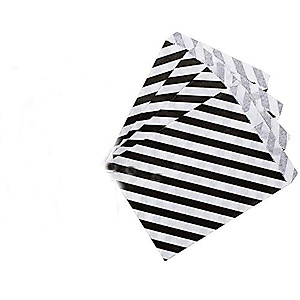 Tvoip 50 Pcs 5 x 7 Inches White and Black Striped Paper Bags,Holiday Wedding Christmas Favor Candy Treat Bags