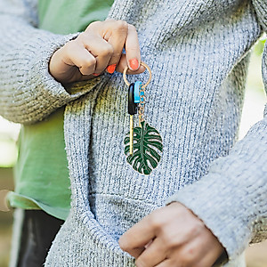 Tropical Palm Leaf Keychain Green Leaf Key Ring Tropical Party Decoration Birthday Luau Hawaiian Party Decoration