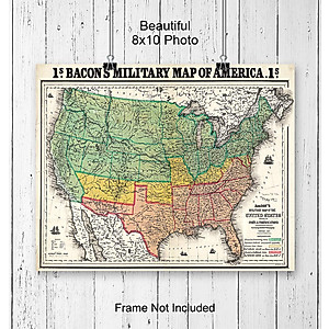 Civil War Memorabilia - The Civil War - American Civil War Poster - 8x10 Southern States Confederacy Vintage Map Replica - The Confederate Secession - Americana - American US Map - Historic Wall Art