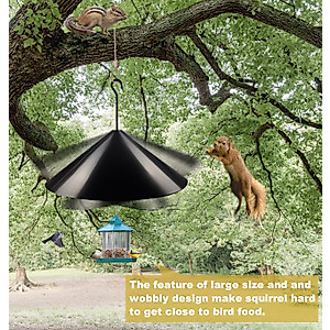 Queension Squirrel Baffle Wrap Guard Around Protects Hanging Bird Feeders for Outdoor Shepherd’s Hook, Save Bird Houses from Squirrels, Raccoons, and Rodents - Hang Mount 19 Inch 1pcs