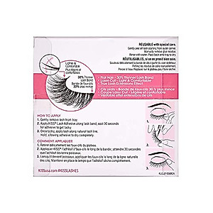 KISS Lash Couture LuXtensions Collection False Eyelashes, Flat Lash Technology, Real Lash Extension Fibers, Reusable, Contact Lens Friendly Strip Lashes, Style 'Black Swan', 1 Pair
