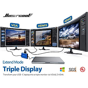 Hiearcool Docking Station, USB C Laptop Docking Station Dual Monitor, 11 in 1 USB C to Dual HDMI Multi-Port Adapter Multi Monitor Docking Station for Dell HP Lenovo Laptops