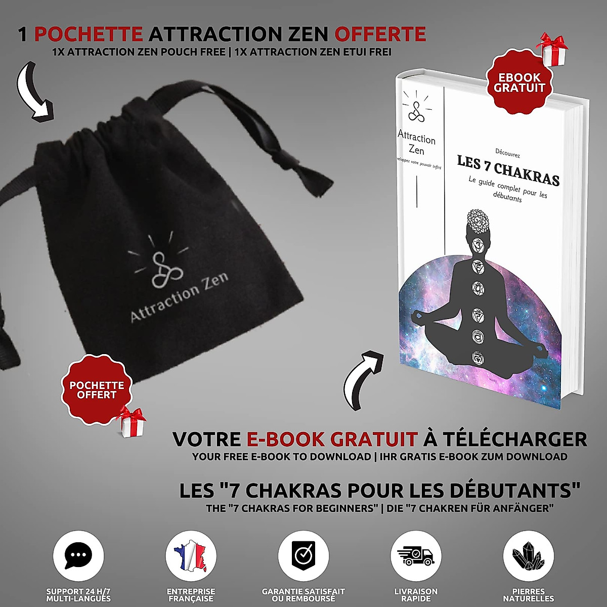 BRACELET 7 CHAKRAS Natural Stones | Free EBOOK | Handmade | Men's Women's Jewelry | Natural Stone Bracelet | ALL THE STONES OF OUR BRACELETS ARE NATURAL (CHAKRAX7)