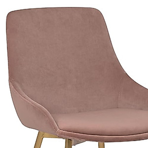 Armen Living Heidi Contemporary Fabric Dining Room Accent Chair, 18.5" Height, Velvet, Blush