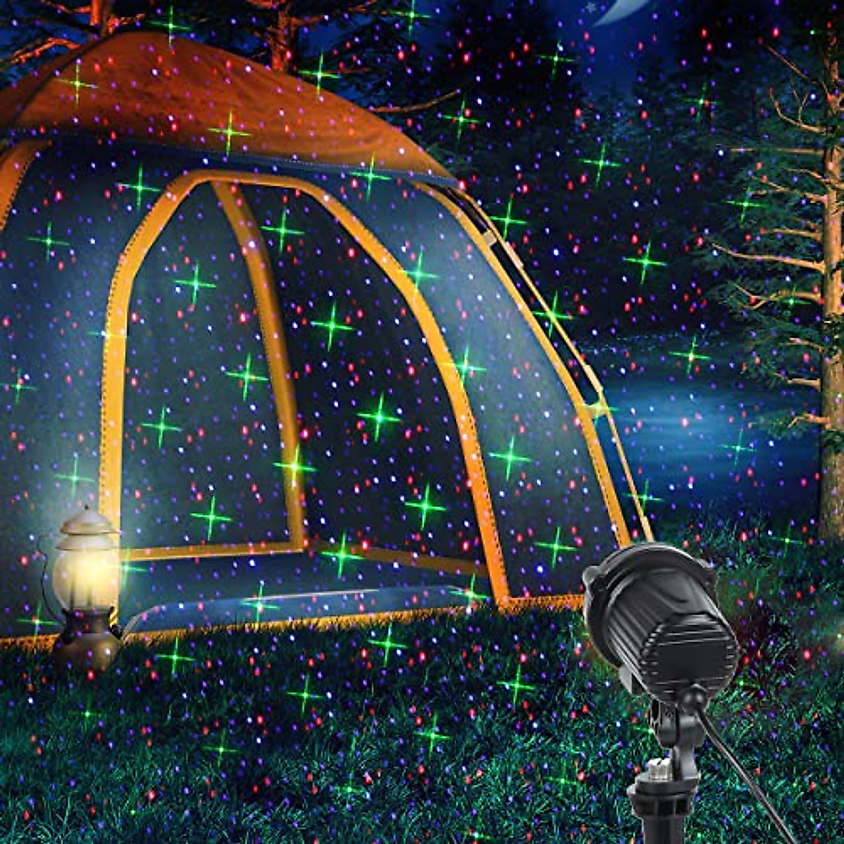 MHAZDZE Outdoor Christmas Laser Light，Red and Green Cross Star and Blue Christmas Laser Lights for Christmas and Holidays and Festive Decorations and Garden Decoration