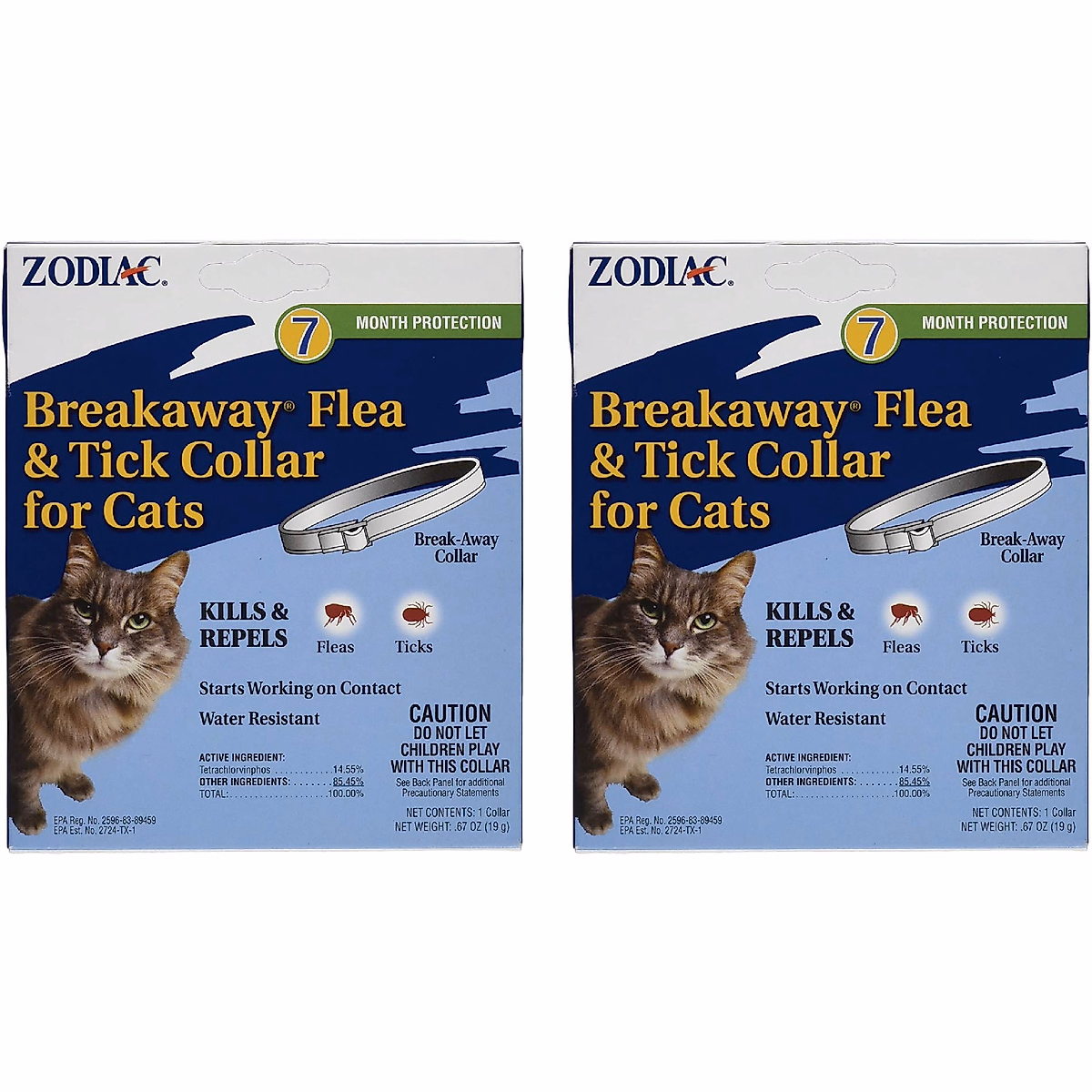 Zodiac Breakaway Flea & Tick Collar for Cats 7 Month Supply - Pack of 2