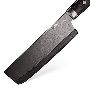 Kyocera Advanced Ceramic LTD Series Nakiri Knife with Handcrafted Pakka Wood Handle, 6-Inch, Black Blade