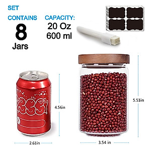 SAIOOL Stackable Kitchen Canisters Set of 8,High Borosilicate Glass Cylinder Airtight Food Storage,Durable and sort out the tea, flour, candies, grain easily and clearly