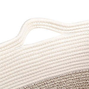 Laughbird Extra Large Tall Basket Folding Bamboo Rectangle Handle Bins With Handle, Bathroom Dirty Clothes Basket, Bedroom, Toy, Pillows, Closet Organizer White Brown Collapsible Laundry Baskets