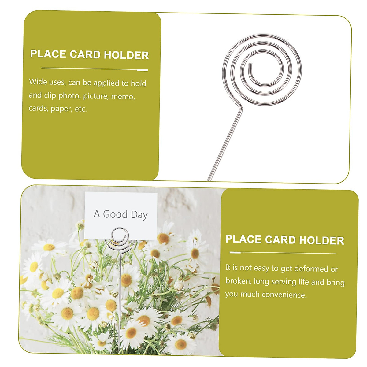 Kisangel 30pcs Prom Wedding Holder Name Ring Card Clips Bouquet Paper Holders Topper Photo Office Birthday Silver Clamp Decorative Picture Table Note Number Decor Accessories Pick Cake