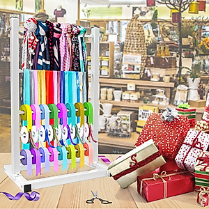 Fumingpal 5 Tier Ribbon Holder Organizer Rack, Ribbon Holder, Ribbon Storage, Large Capacity Ribbon Organizer for Craft Room,Cake Shop,Flower Store(White)