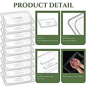 12 Pieces Polycarbonate Universal Handled Food Pan Lid Clear Food Pan Cover with Handle Restaurant Commercial Hotel Pan Lid for Fruits Vegetables Beans Corns (1/3 Size)
