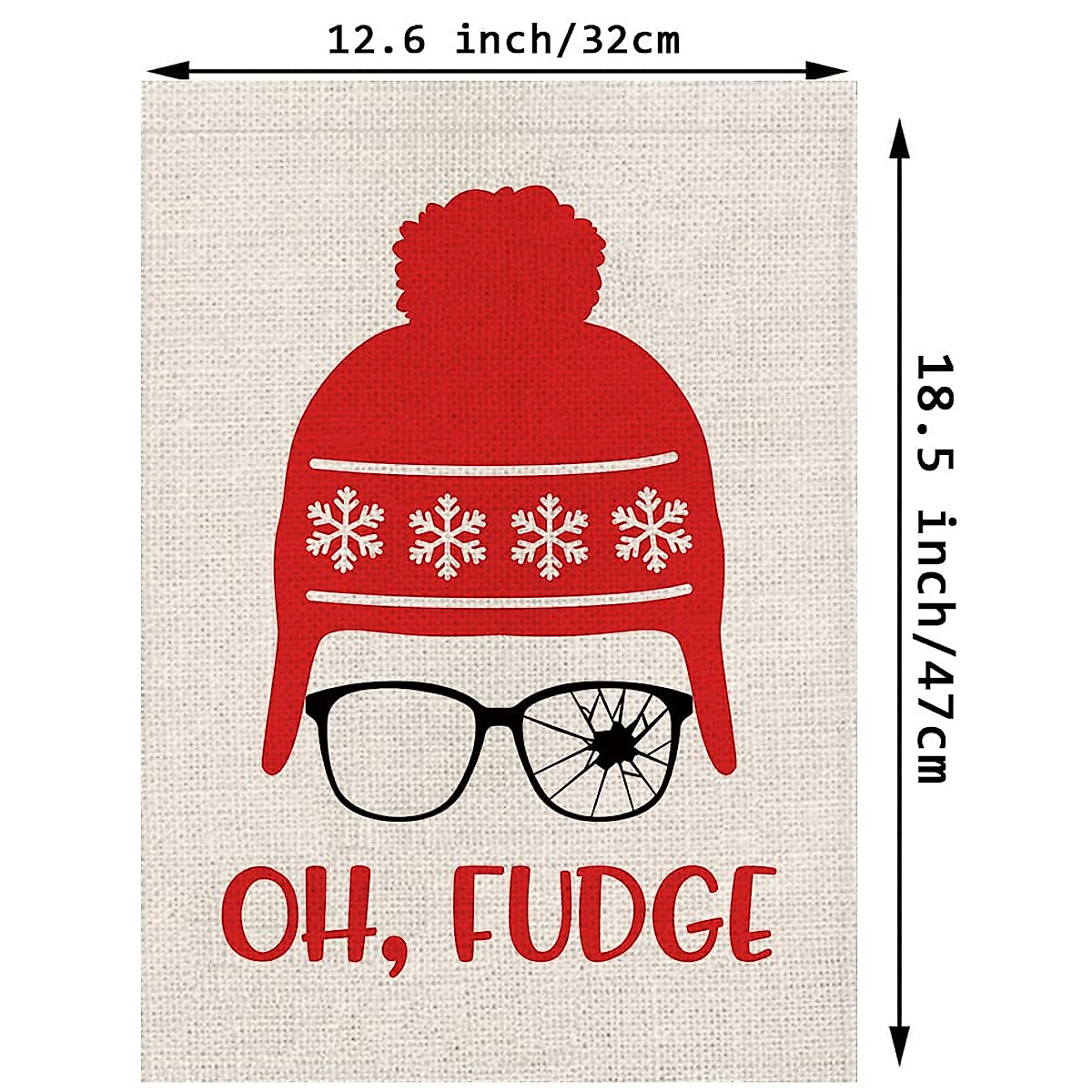 Christmas Winter Garden Flag Hat Garden Flag Oh Fudge Season Farmhouse Decorations Burlap Vertical Double Sided Yard Lawn Outdoor Decor 12.5 x 18 Inch