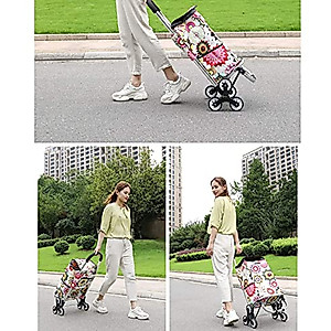 Shopping Cart Folded Stair Climbing Cart Trolly Grocery Utility Cart with Wheel Removable Canvas Collection Bag 25 Kg Capacity