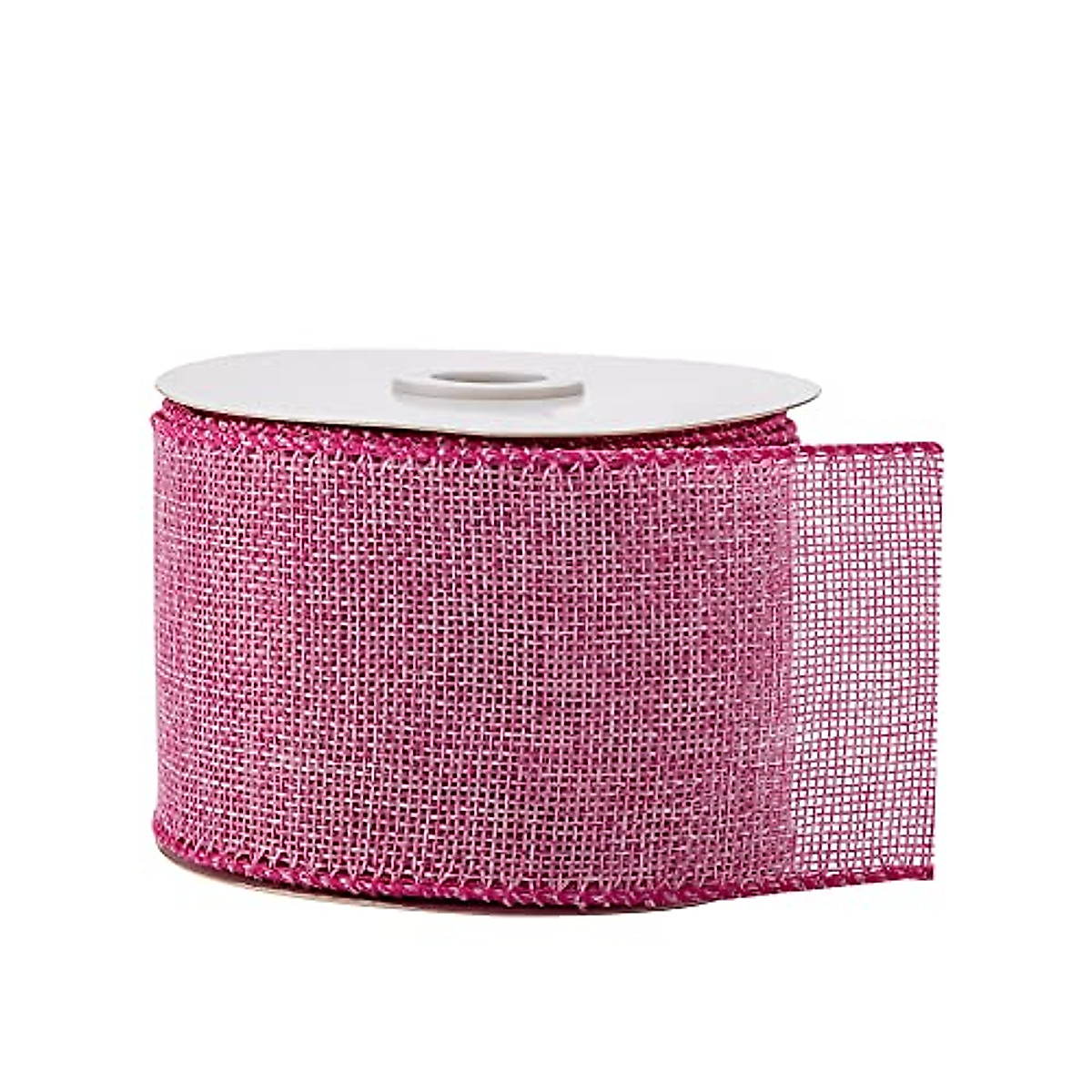 LIUYAXI Pink Burlap Wired Ribbon, 2-1/2" x Continuous 10 Yard, Solid Wired Edge Ribbon for Crafts,Gift Wrapping,Big Bow,Wreath,Tree Decoration,Outdoor Decoration