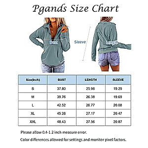 PGANDS Women's Casual Long Sleeve Half Zip Up Sweatshirt Hoodies Lapel Plain Stylish Loose Pullover Tops for Leggings