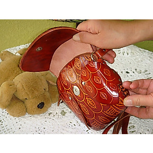 Lovely Owl Designs, Genuine Cowhide Leather Shoulder/crossbody Bag, a Unique and Collectible Small Satchel. (Brown)